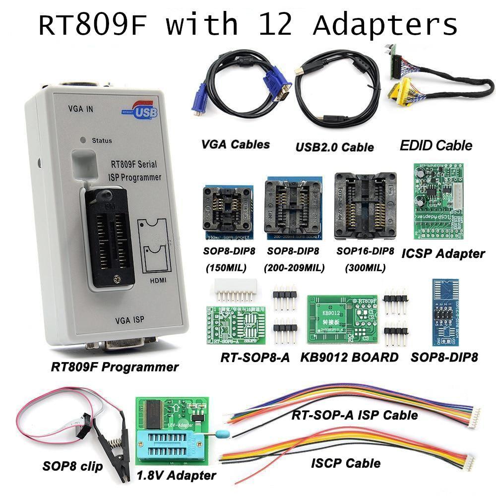 RT809F Serial ISP Programmer: with 12 adapters, 1.8v adapter, ... – NSE ...